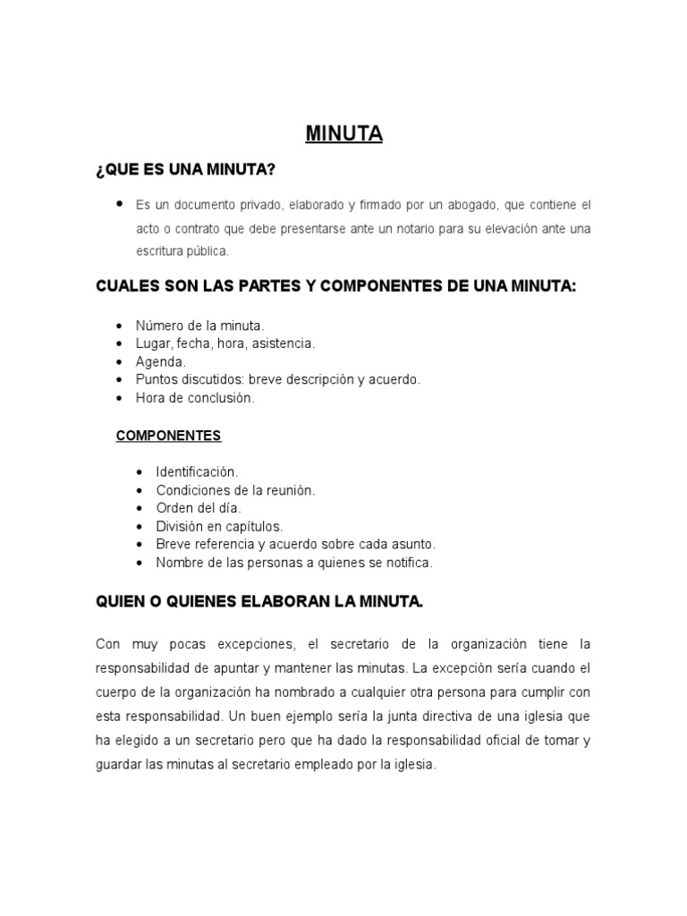 Partes De Una Minuta