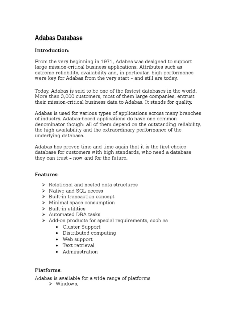 Introduction to Adabas Database Management | PDF