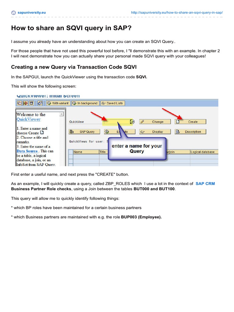 How To Share An SQVI Query in SAP | PDF | Information Retrieval | Information Technology Management
