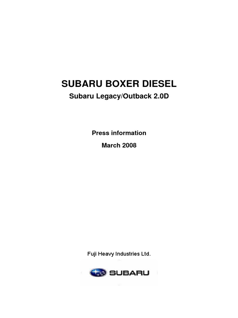 Subaru's First Boxer Diesel Engine for Legacy/Outback | PDF | Engines ...