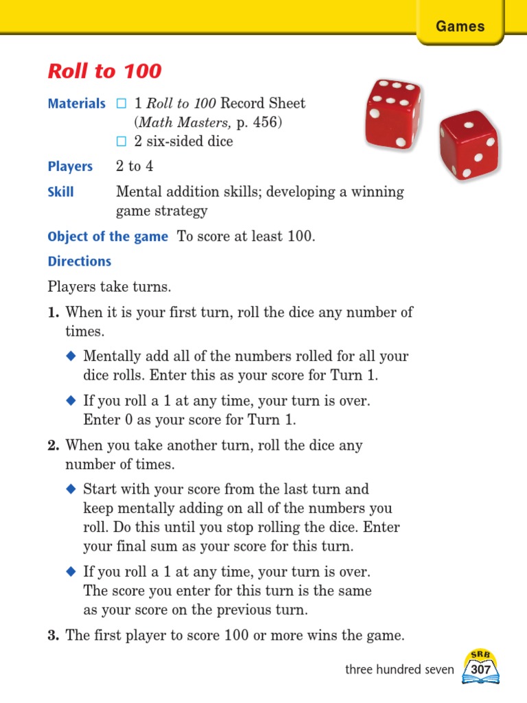 Roll to 100 Dice Game Rules | PDF | Sports & Recreation | Home & Garden