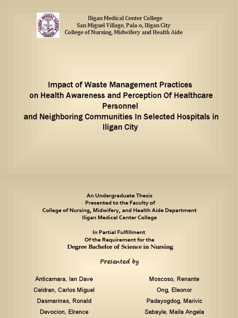 THESIS Pwerpoint | PDF | Health Care | Waste Management