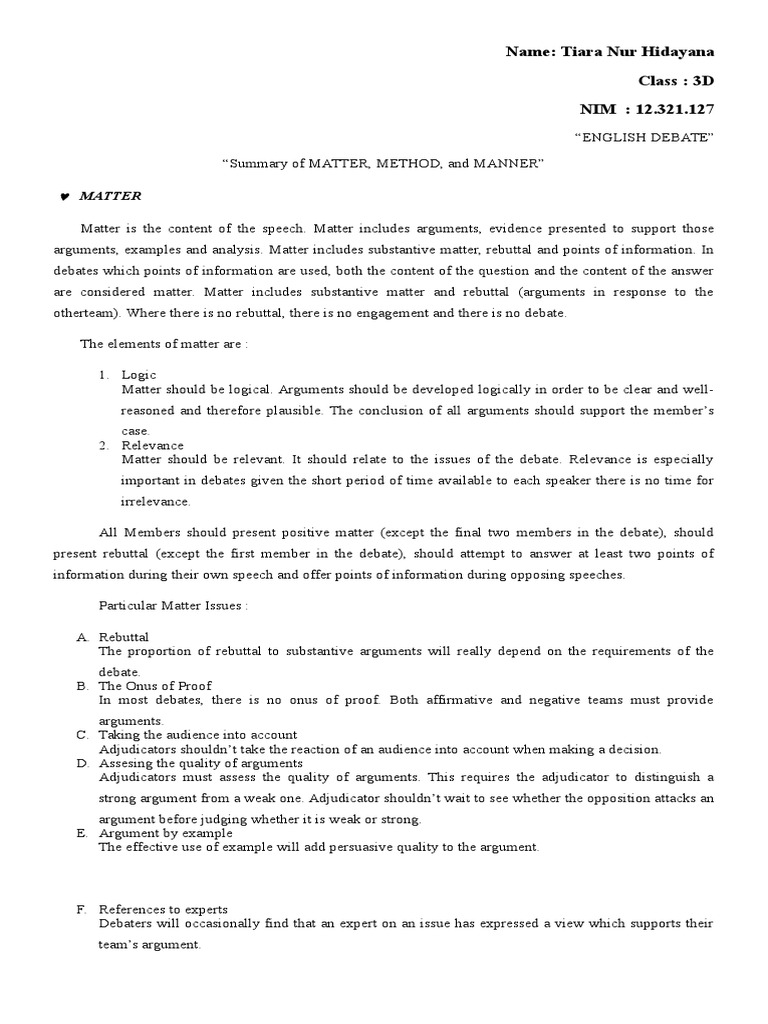 Summary of Matter, Method, and Manner | PDF | Argument | Logic