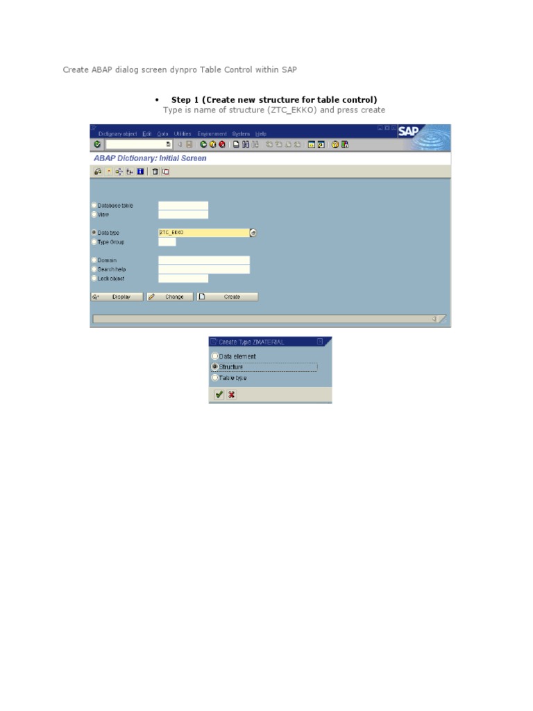 Create Abap Dialog Screen Dynpro Table Control Within Sap Pdf Computer Programming
