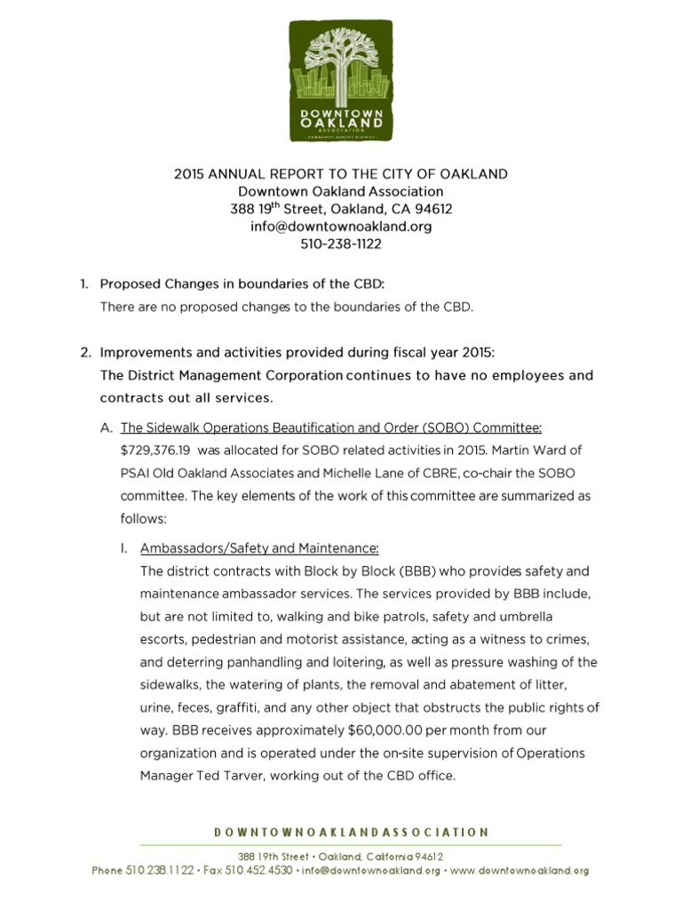 DOA 2015 Annual Report To The City of Oakland | PDF | Finance & Money ...