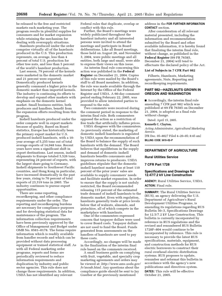 Rule: Electric Standards and Specifications For Materials and ...