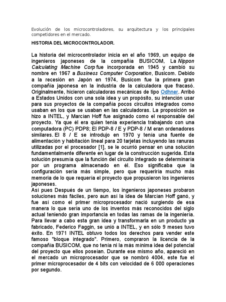 Evolución de Los Microcontroladores | PDF | Microcontrolador Pic | Microcontrolador
