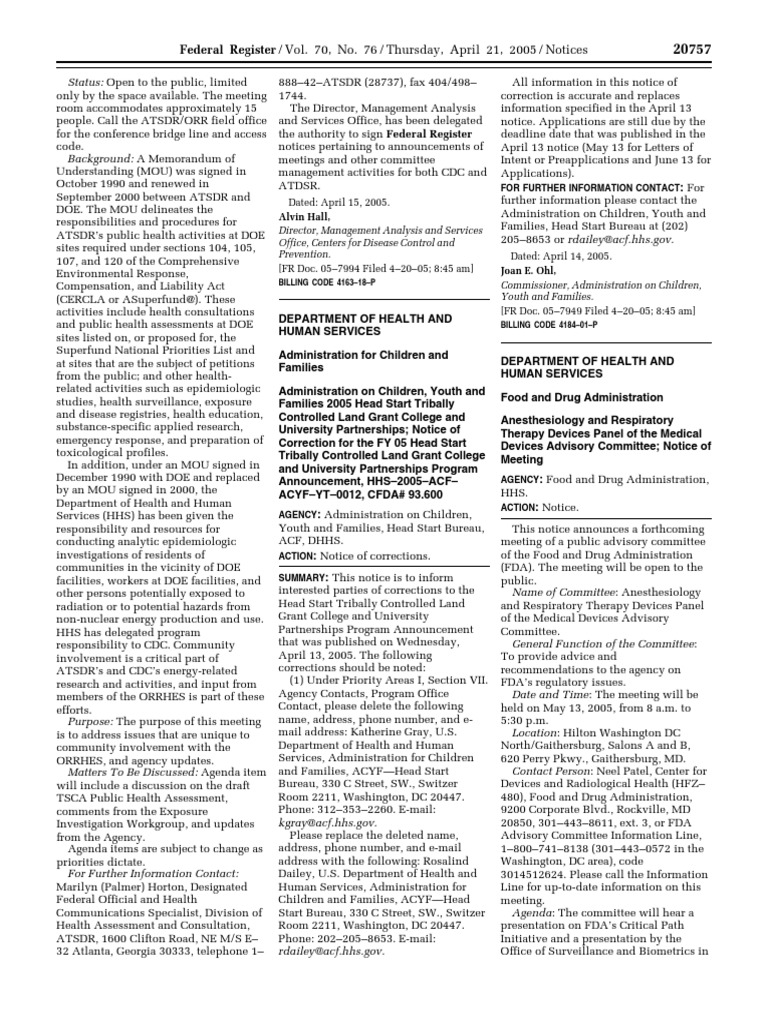 Notice: Grants and Cooperative Agreements Availability, Etc.: Head Start Tribally Controlled ...