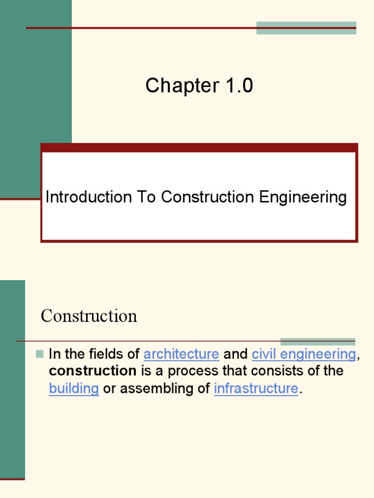 Chapter 1 Introduction To Construction Engineering | PDF | Engineering ...