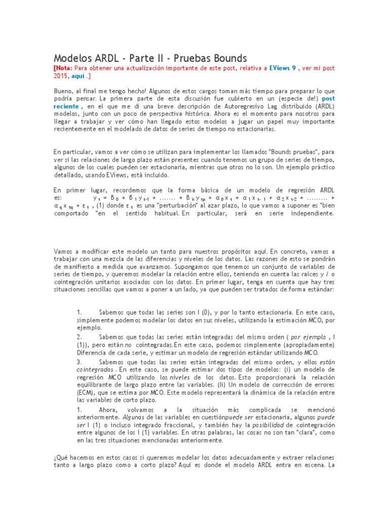 Modelos ARDL | PDF | Estadísticas | Ecuaciones