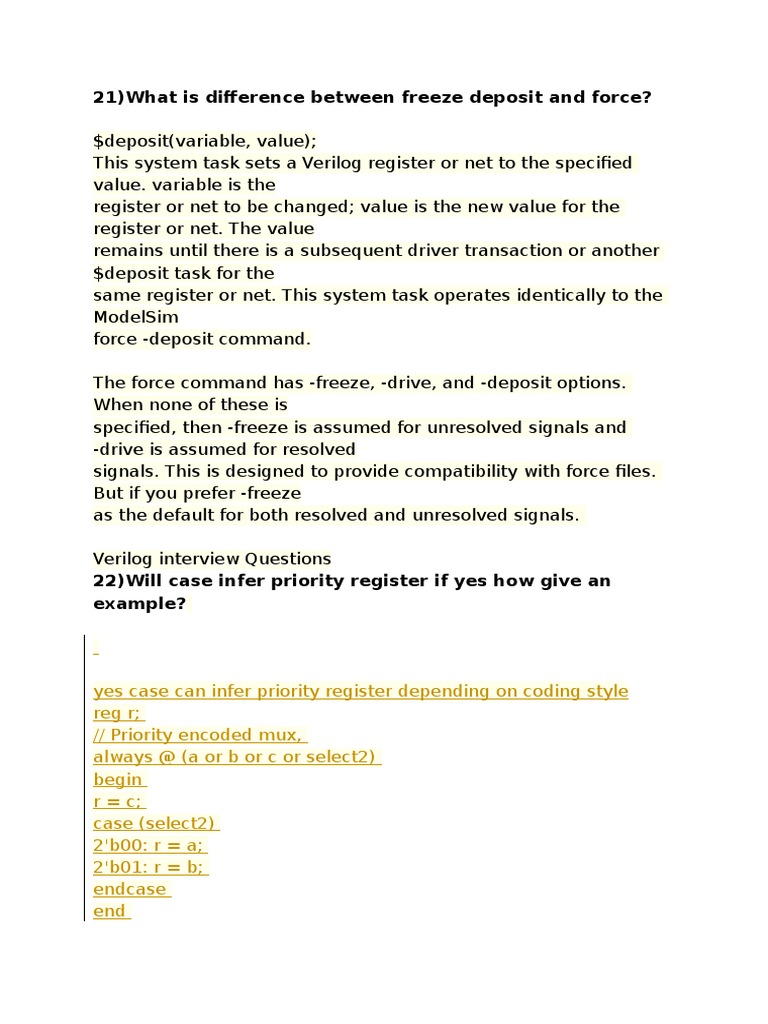 VLSI Interview Questions and Verilog Insights | PDF | Hardware ...