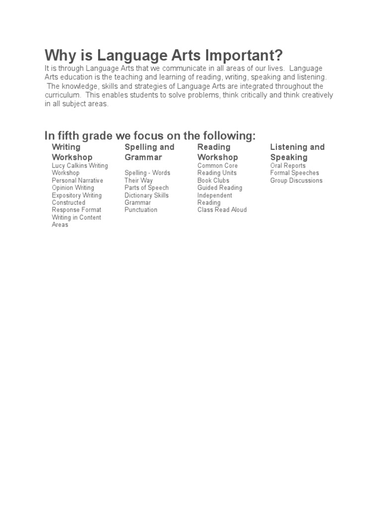 Why Is Language Arts Important | PDF | Curriculum | Cognition