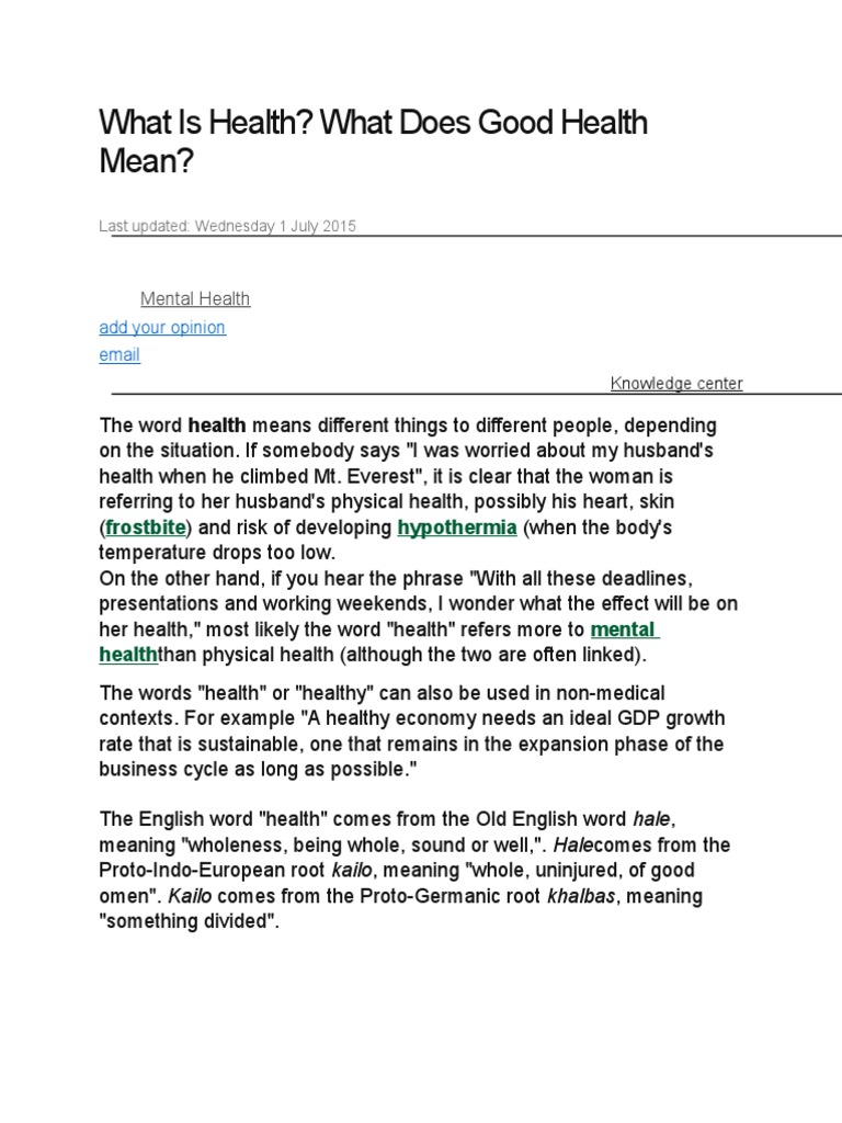 What Is Health? | PDF | Socioeconomic Status | Mental Health