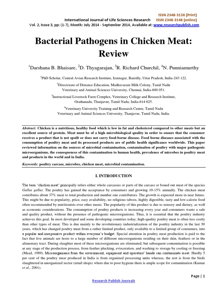 Bacterial Pathogens in Chicken Meat-444 | PDF | Foodborne Illness | Poultry