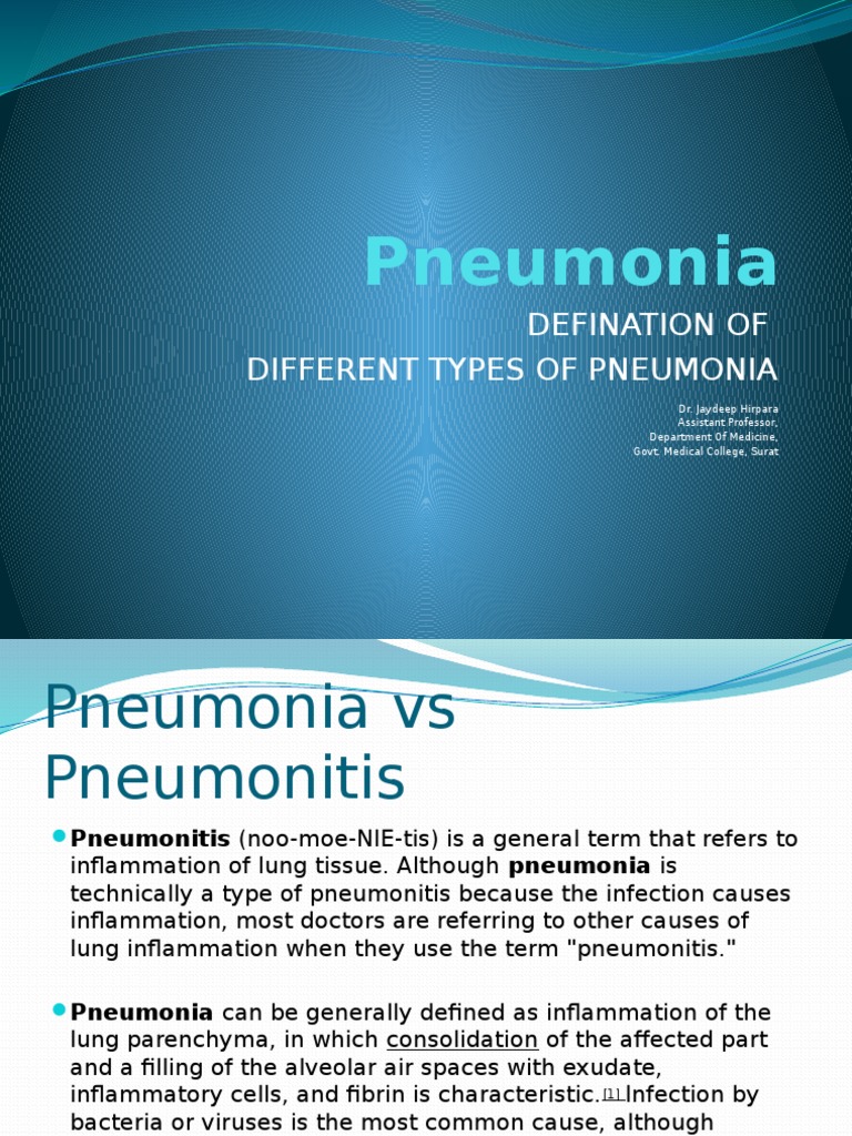 Pneumonia Definations & Classifications | PDF | Pneumonia | Medical ...