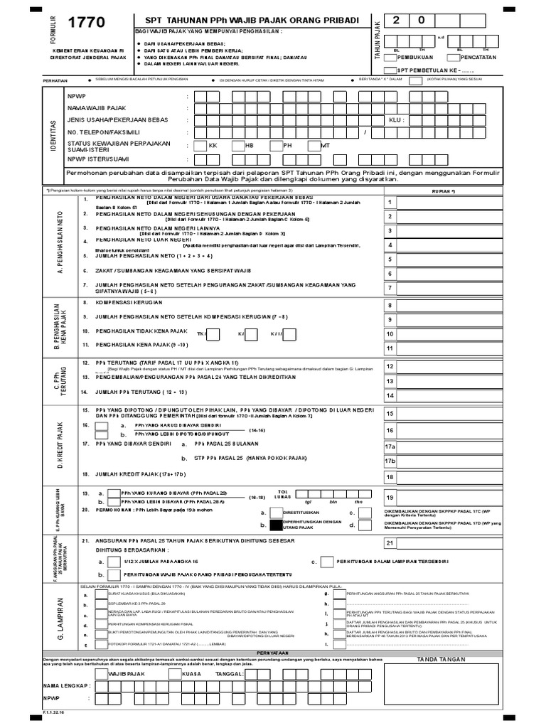 Formulir SPT 1770 | PDF | Pengelolaan Keuangan & Uang