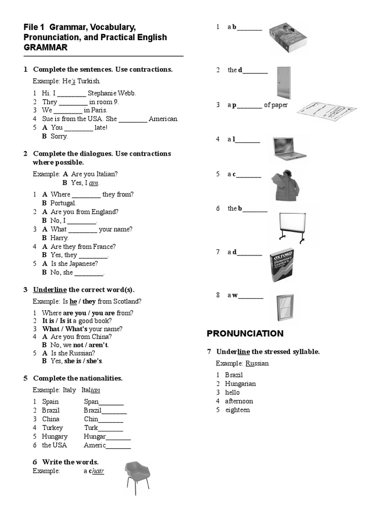 File 1 Grammar, Vocabulary, Pronunciation, and Practical English ...