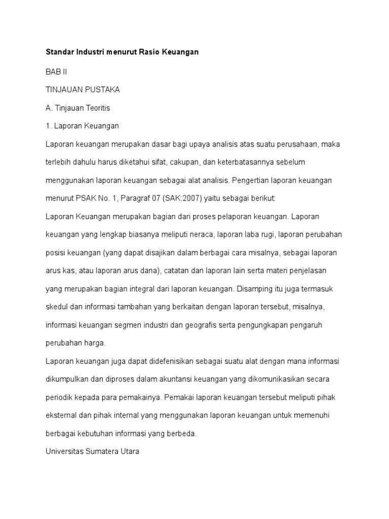 Standar Industri Menurut Rasio | PDF