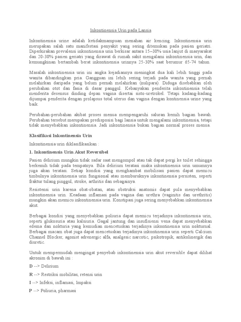 Inkontinensia Urin Pada Lansia | PDF