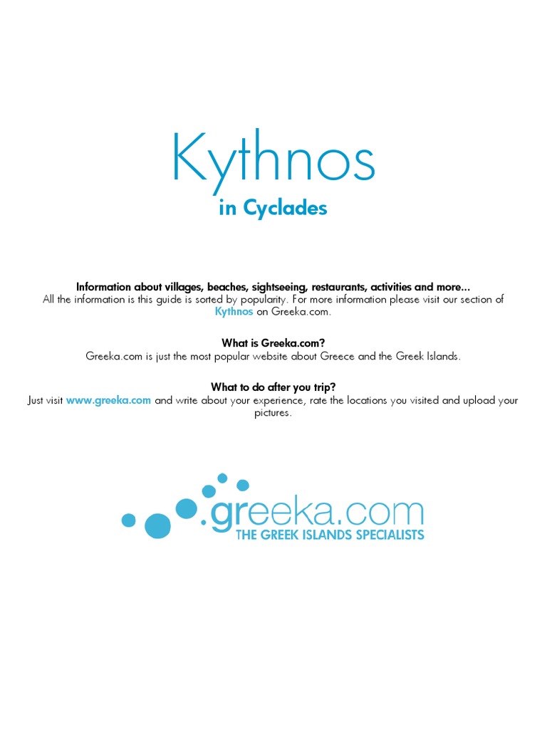 Kythnos: in Cyclades | PDF | Tourism | Tourism And Leisure