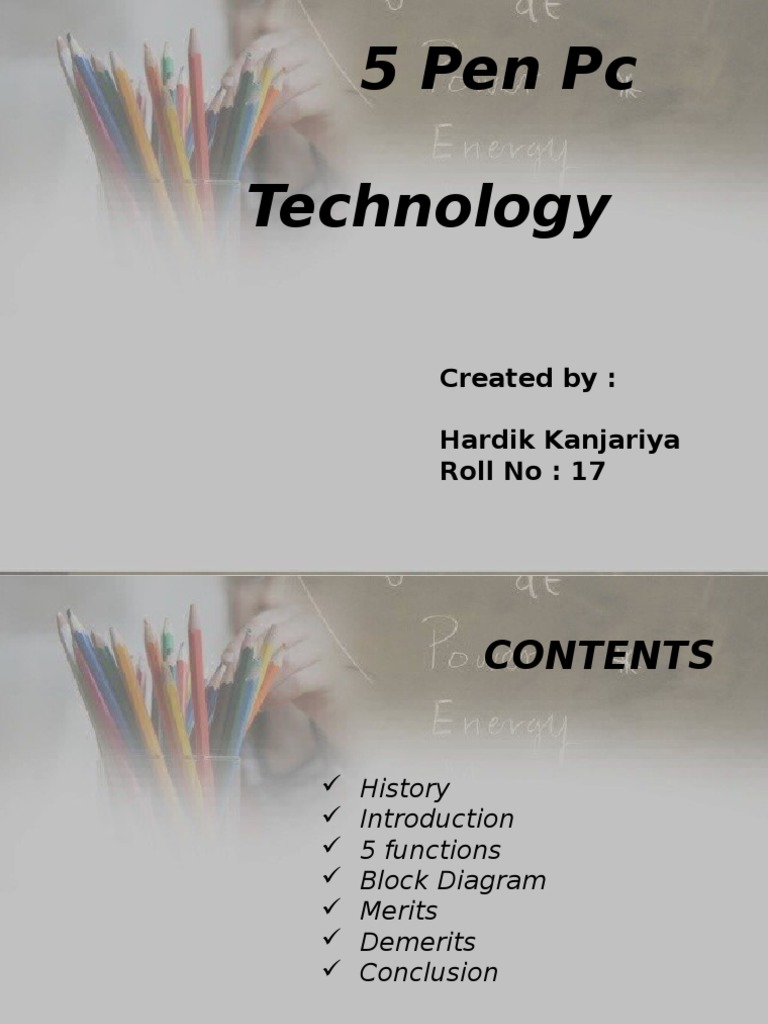 5 Pen PC Technology: Created By: Hardik Kanjariya Roll No: 17 | PDF ...
