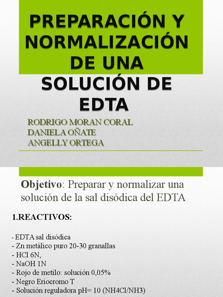 Preparación y Normalización de Una Solución de Edta | Valoración ...