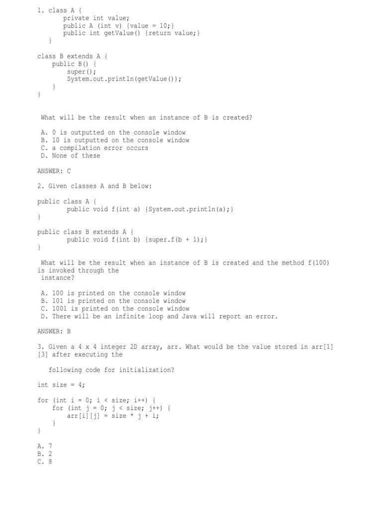 Java MCQ | PDF | C (Programming Language) | Integer (Computer Science)