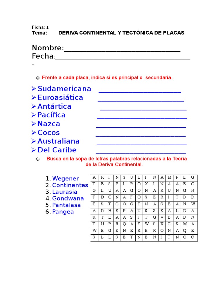 Deriva Continental y Placas Tectonicas | PDF
