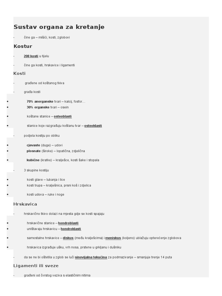 Sustav Organa Za Kretanje 8 | PDF