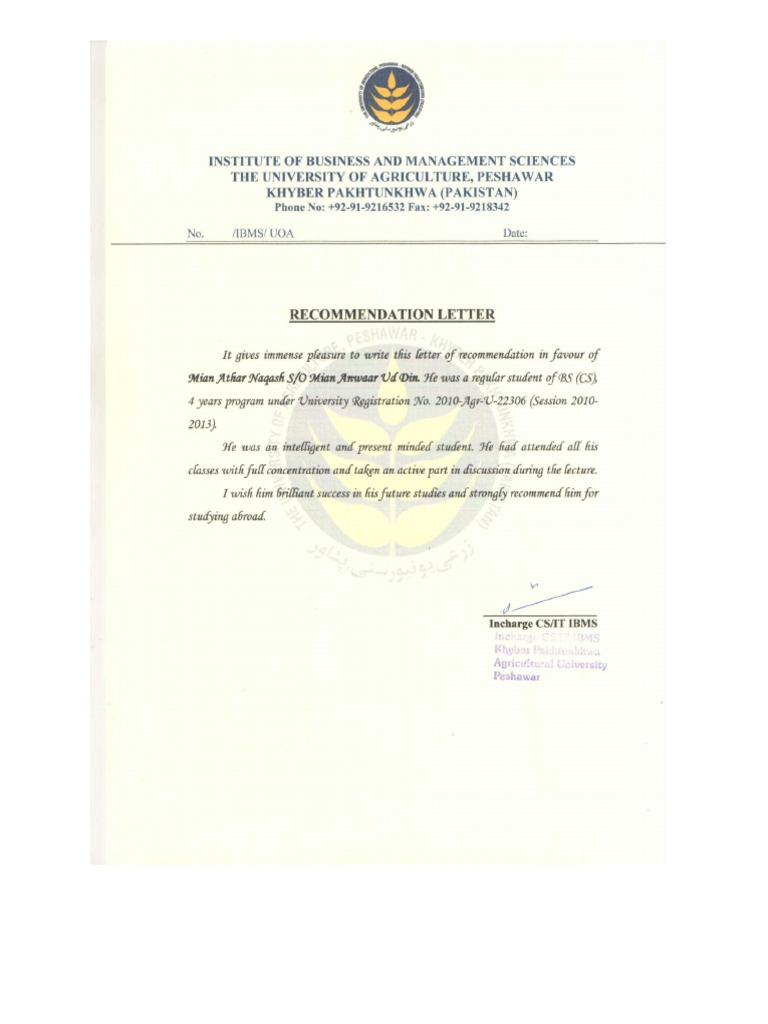 University Recommendation Letter Sample | PDF