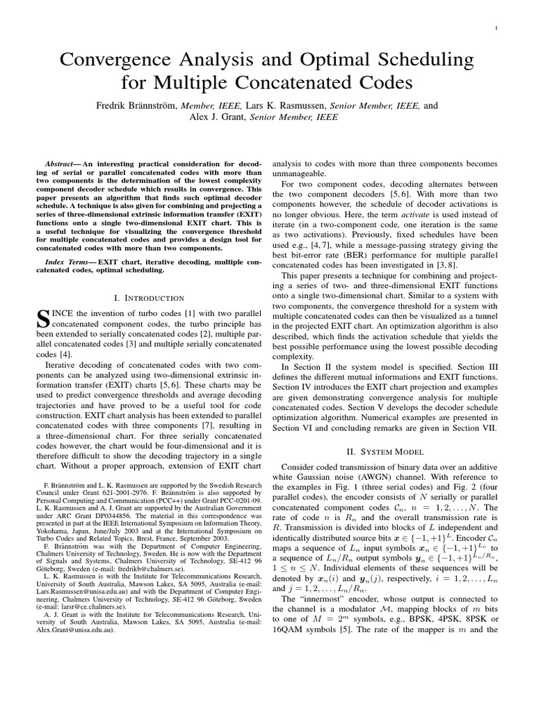 Convergence Analysis and Optimal Scheduling For Multiple Concatenated ...