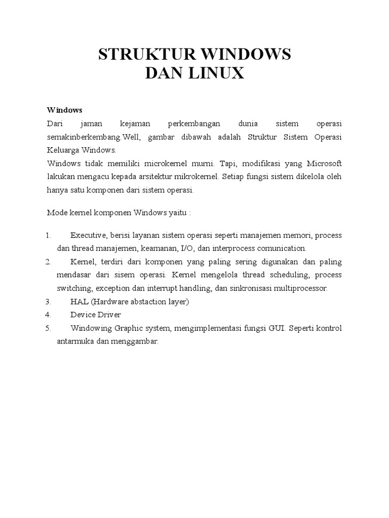Struktur Sistem Operasi Windows & Linux | PDF