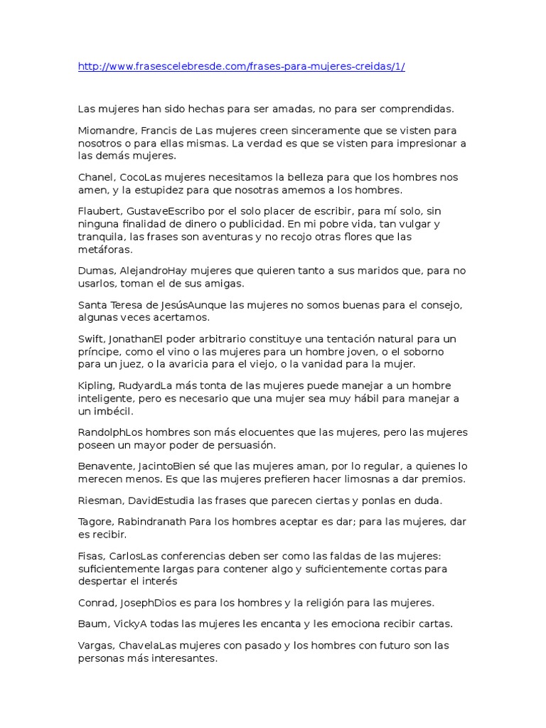 Frases para Mujers Creidas | Descargar gratis PDF | Napoleón | Mujer