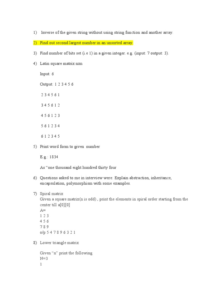 Zoho Interview Questions String Computer Science C