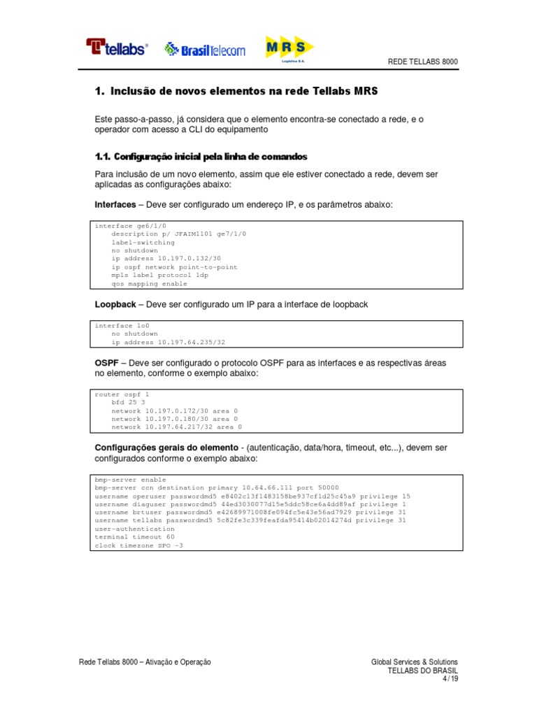 Tellabs 8600 - Configura+º+úo Inicial | PDF