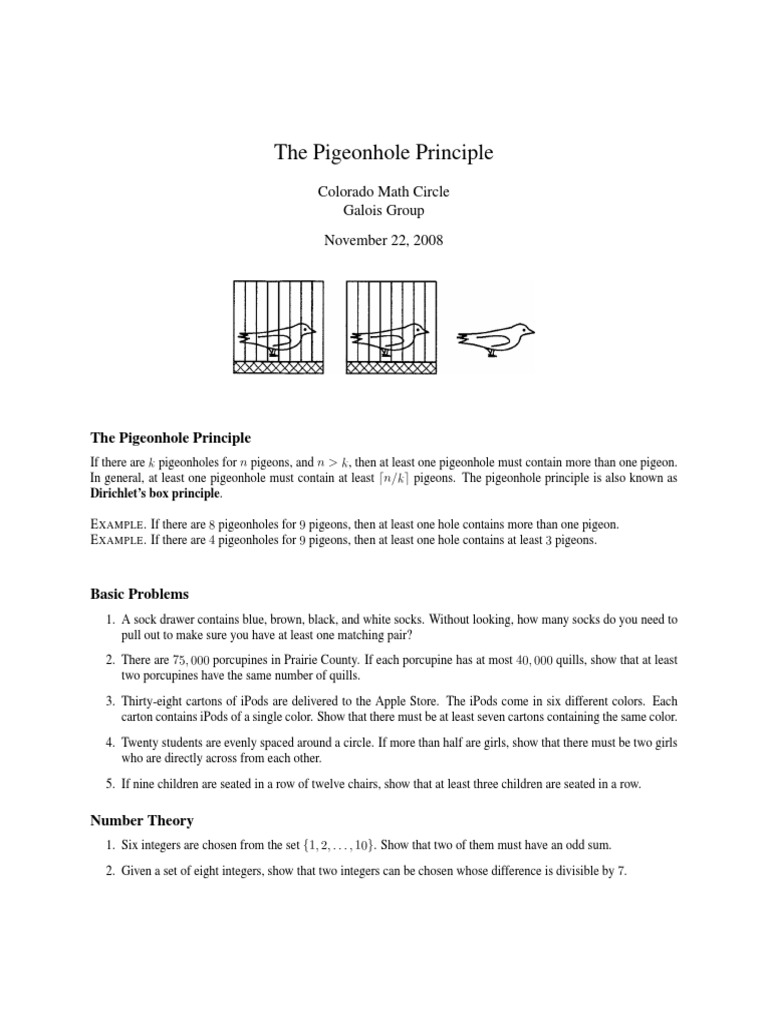 Pigeonhole Principle | PDF | Discrete Mathematics | Mathematical Objects