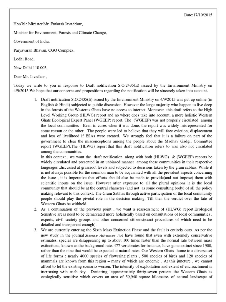 Letter to MOEF | Hydroelectricity | Sustainability | Free 30-day Trial ...