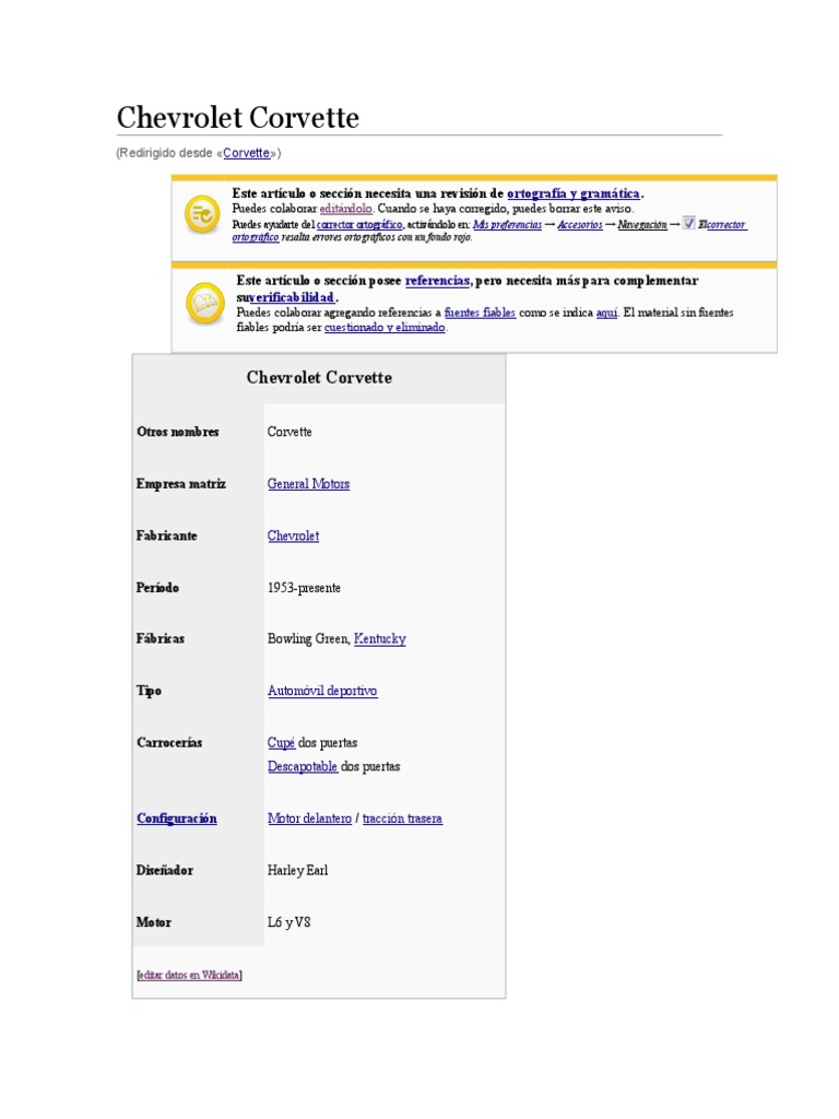 Corvette | PDF | Carros deportivos | Vehículos terrestres