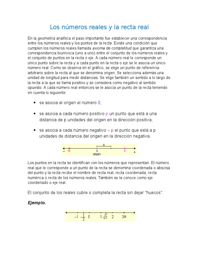 Los Números Reales y La Recta Real | PDF