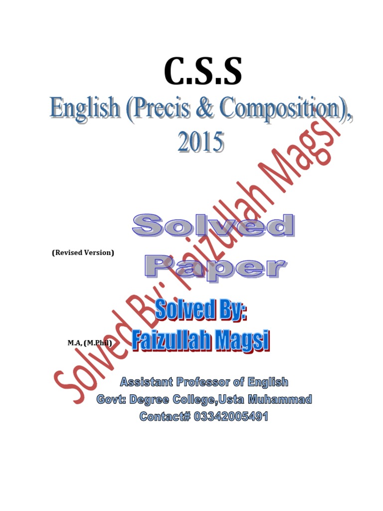 CSS English Paper 2015 Overview | PDF | Scientific Method | Reason