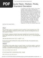 Calculate Mean, Median, Mode & Stdev On Minitabb | PDF