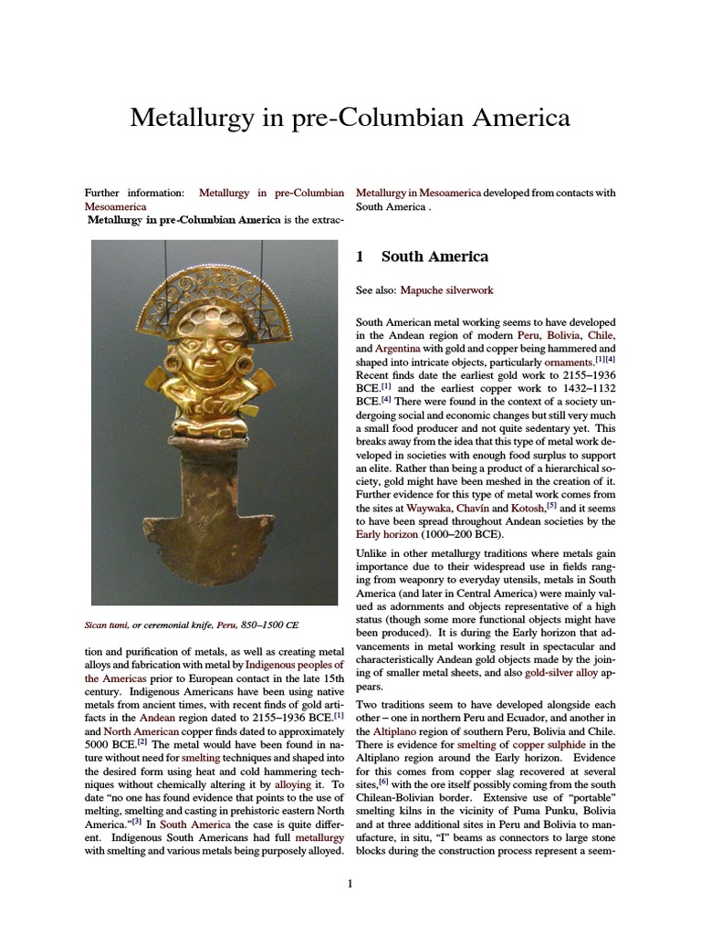 Pre-Columbian Metallurgy in the Amazon | PDF | Crystalline Solids | Metals