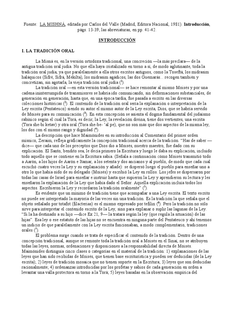 Mish - Introduccion A La Misná | PDF | Tora | Moisés
