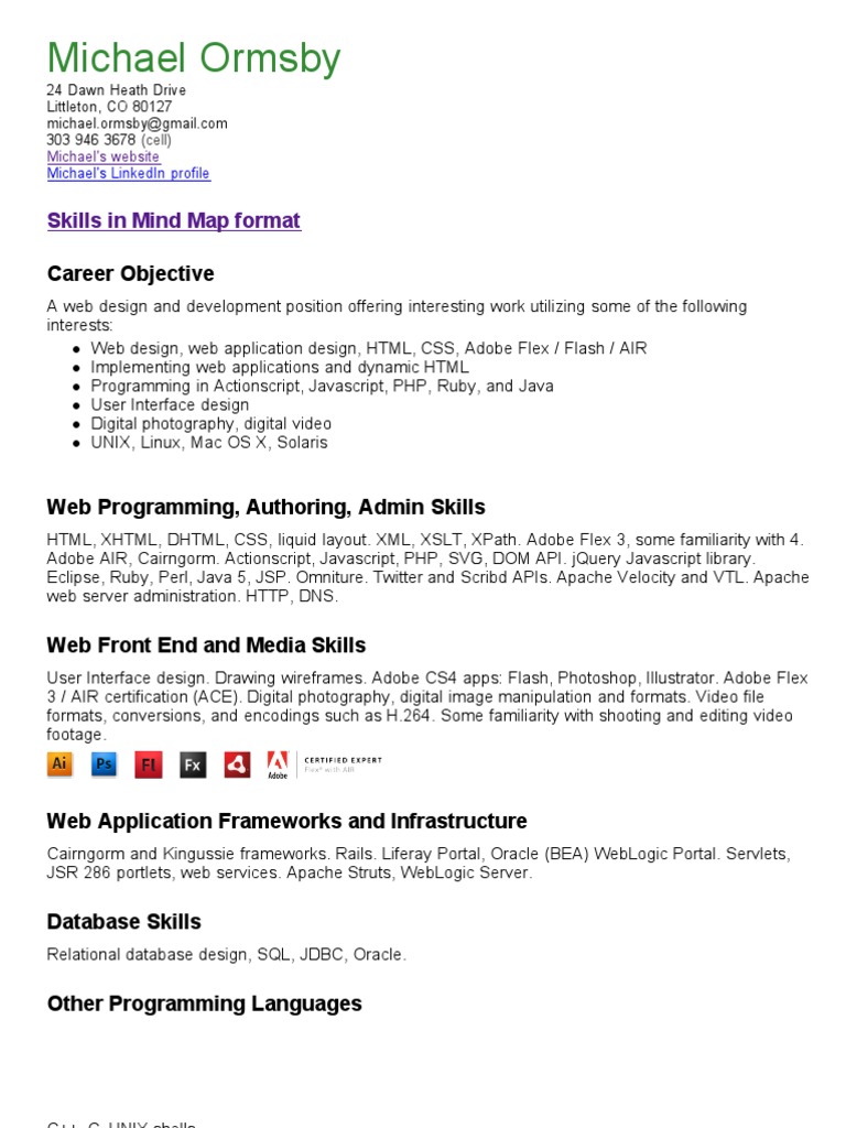 Mike Ormsby Resume | PDF | Web Application | Dynamic Html