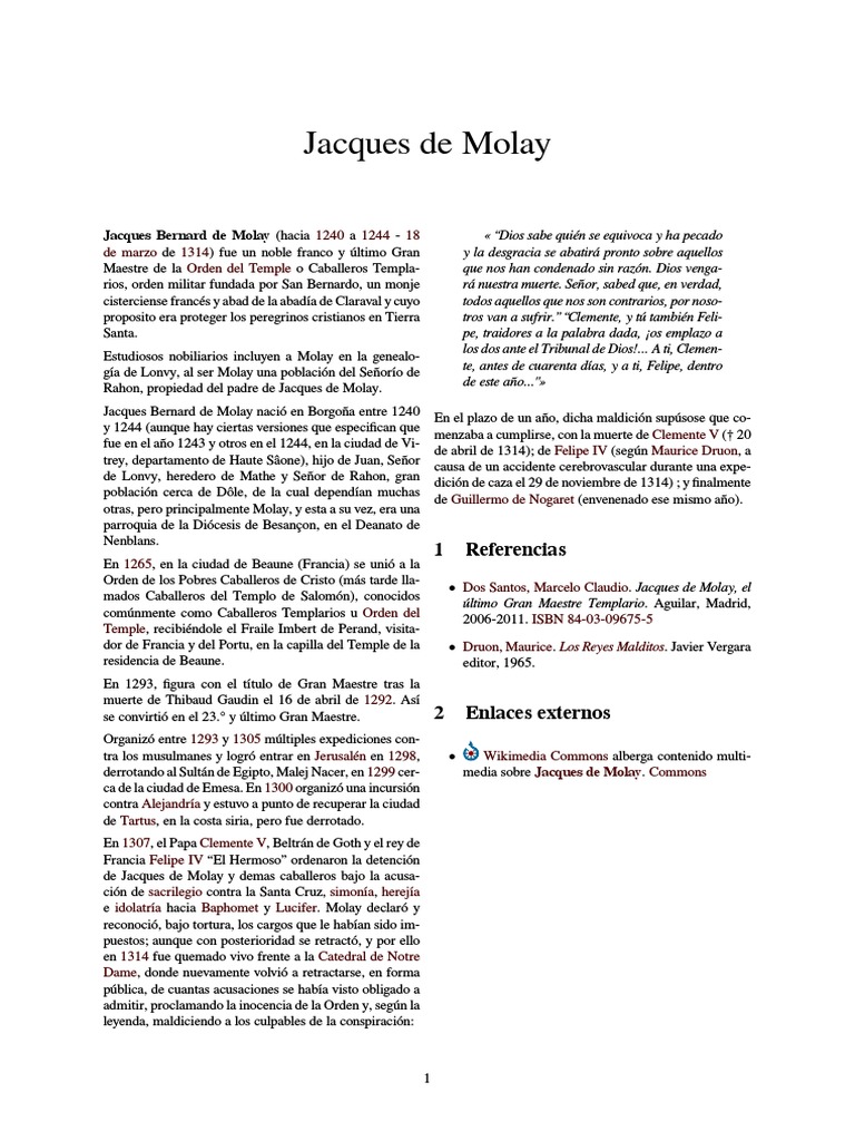 Jacques de Molay | PDF | Caballeros templarios | católico romano
