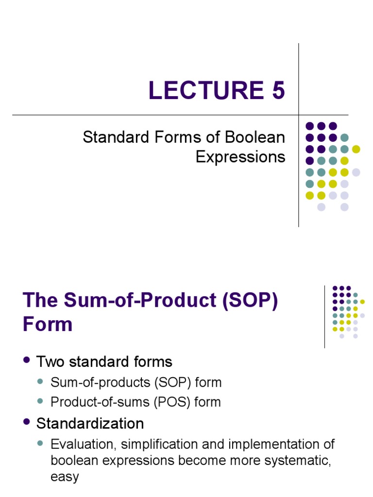 Lecture 5-Sop+pos | PDF | Boolean Algebra | Teaching Mathematics