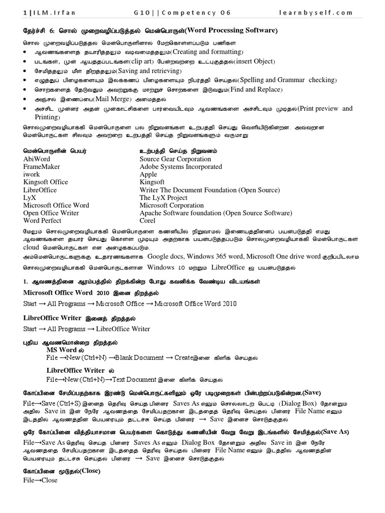 Grade 10 ICT Unit - 06 - Word Processing | PDF | Business Software ...