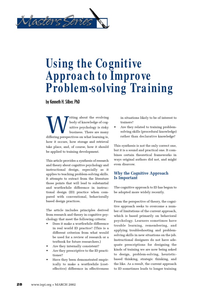 Using The Cognitive Approach | PDF | Instructional Design | Learning