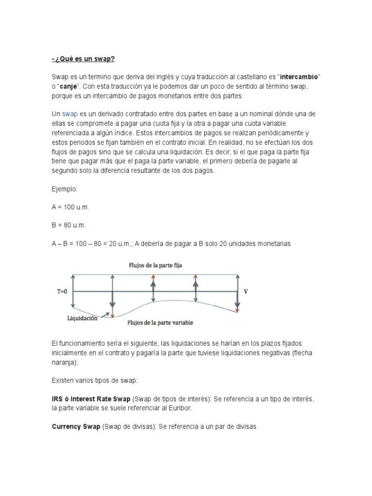 Definición y Tipos de Swaps Financieros | PDF | Swap (Finanzas) | Tasas ...