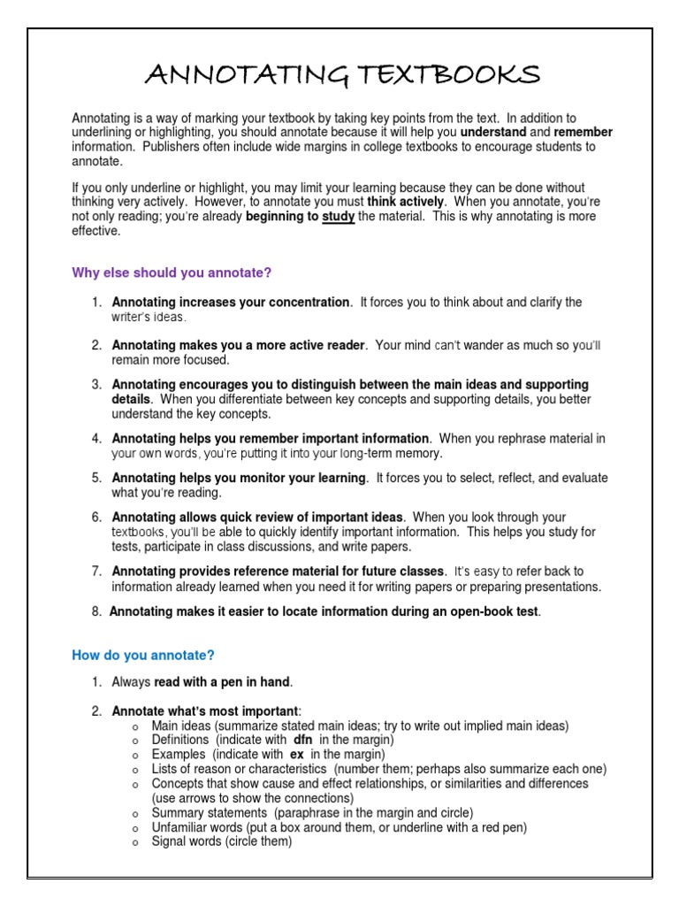 Annotating Textbooks | PDF | Textbook | Annotation